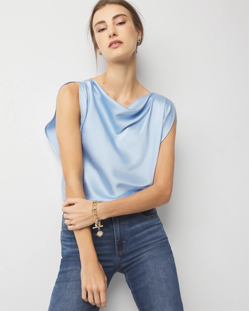 Satin Petal Sleeve Blouse | White House Black Market